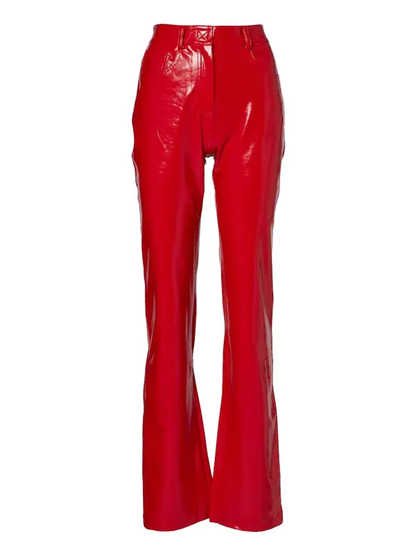 Norma Kamali Faux Leather Bootcut Trousers - Red