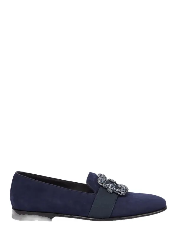 Manolo Blahnik Carlton Embellished Suede Loafers - Blue