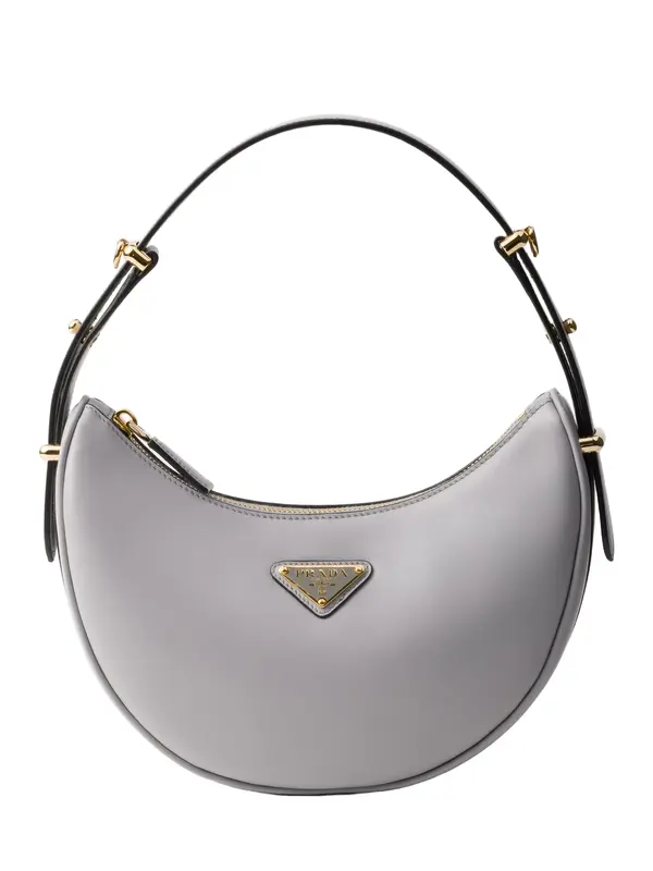 Prada Arqué Small Leather Shoulder Bag - Granite Gray