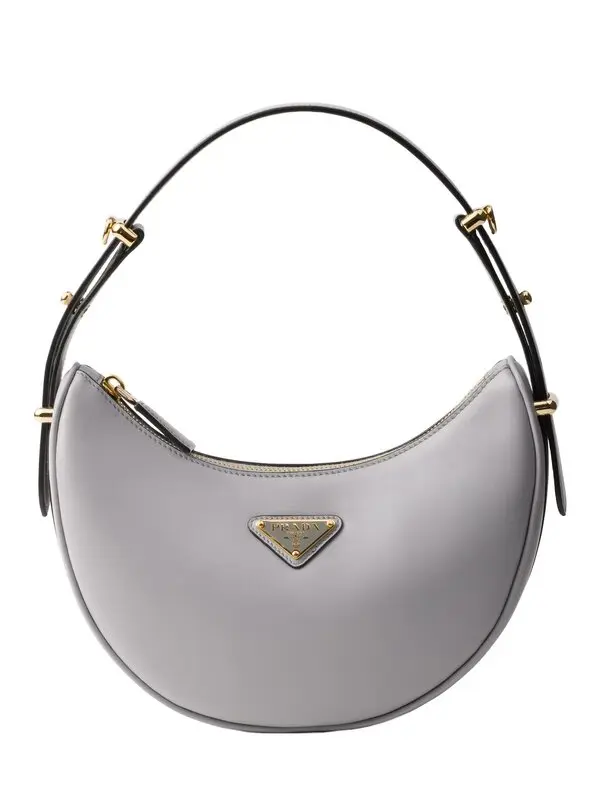 Prada Arqué Small Leather Shoulder Bag - Grey