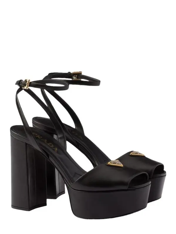 Prada Nappa Leather Platform Sandals - Black