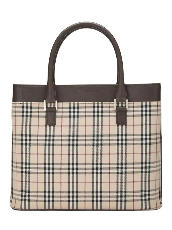 Burberry House Check Jacquard Handbag - Brown