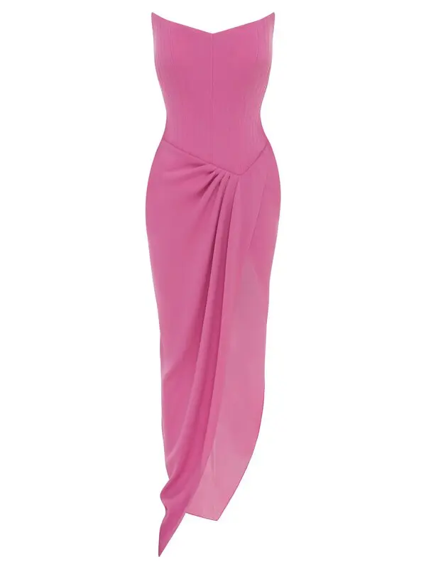 Alex Perry Asymmetric Crepe Corset Gown - Pink