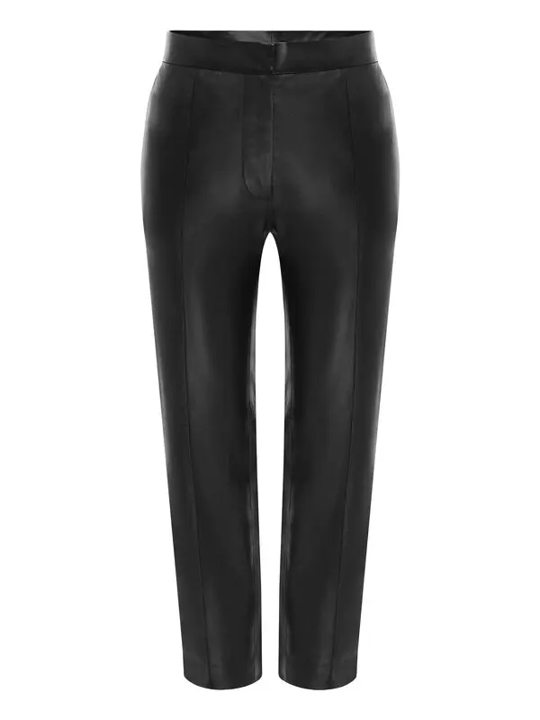 Alex Perry Cropped Straight-leg Leather Pants - Black
