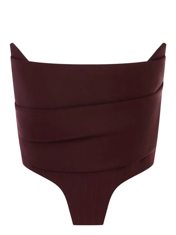 Alex Perry Wool Corset Top - Burgundy
