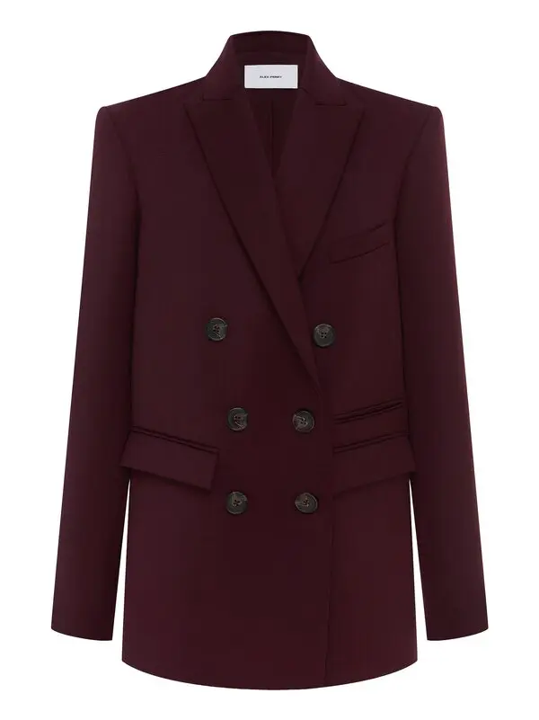 Alex Perry Oversized Wool Suiting Blazer - Burgundy