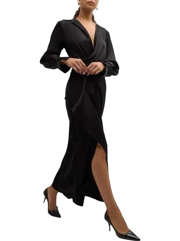 Simkhai Talita Drape-front Midi Dress - Black