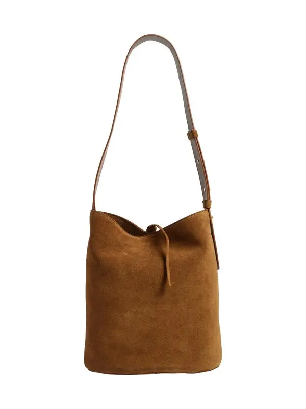 Lié Studio Norma Leather Bucket Tote - Maple Brown Suede