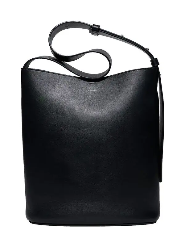 Lié Studio Norma Leather Bucket Tote - Solid Black