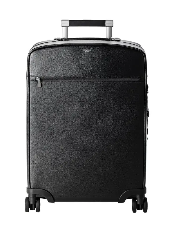 SERAPIAN Leather Spinner Cabin Suitcase - Black