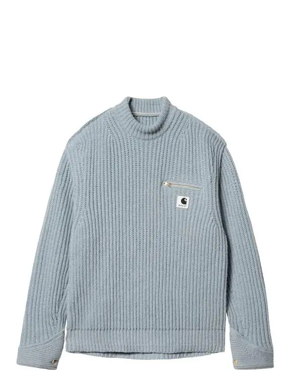 Sacai X Carhartt Wip Knit Detroit Pullover - Light Blue