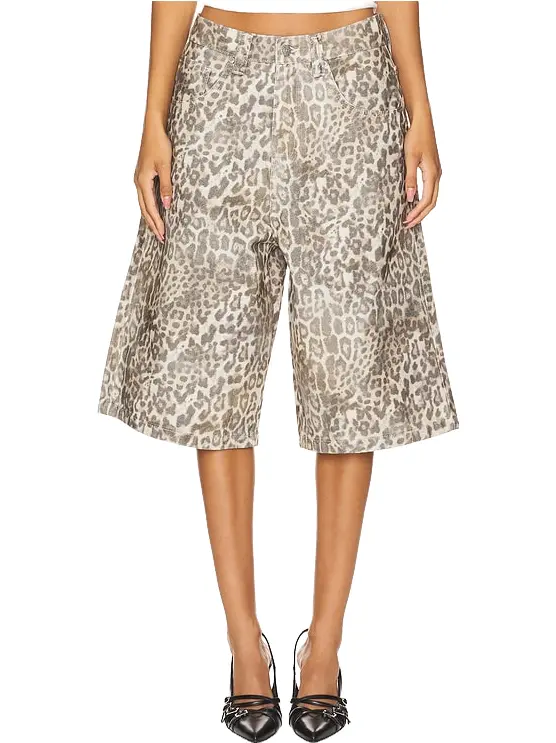 JADED LONDON Colossus Jorts - Leopard Fade