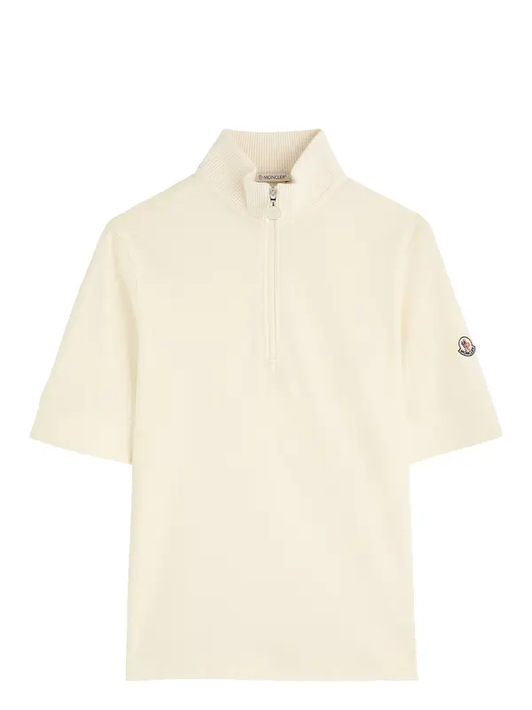 Moncler Half-zip Piqué T-shirt - Ivory