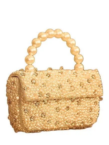 Anthropologie Fiona Beaded Bag - Ivory