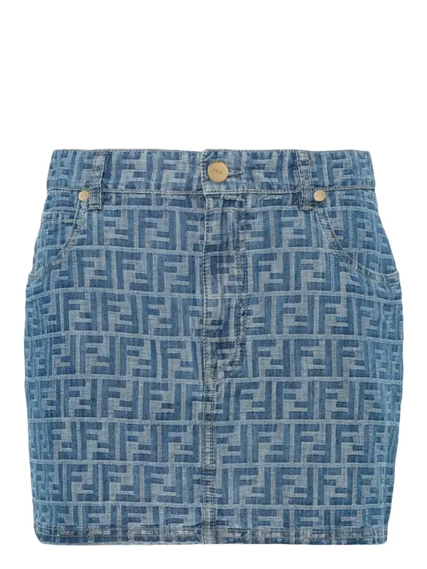 Fendi Ff-motif Mini Skirt - Blue
