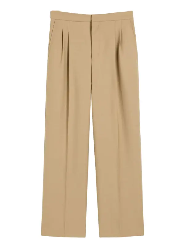 Ami Pressed-crease Wool Trousers - Neutrals