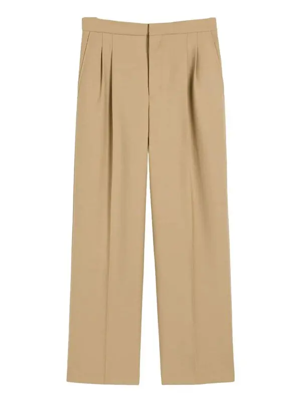Ami Pressed-crease Wool Trousers - Neutrals
