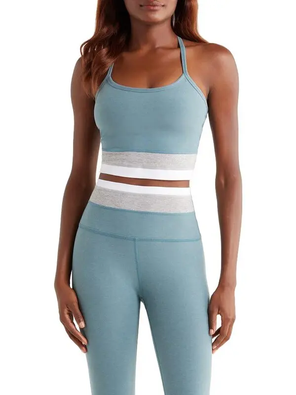 Beyond Yoga Colorblock Space Dye Cropped Tank Top - Storm Tri-color Heather