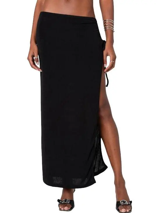 EDIKTED Goldie Slit Maxi Skirt - Black