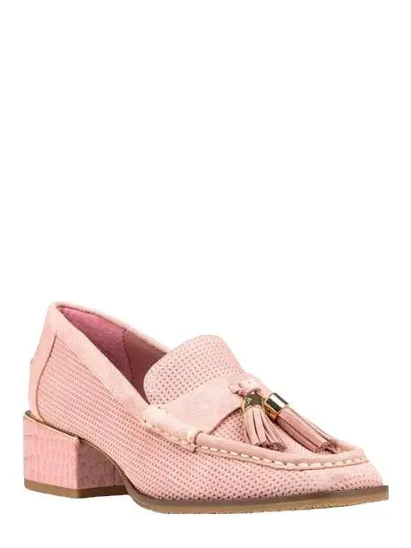 DONALD PLINER Moc-toe Suede Loafer - Rose