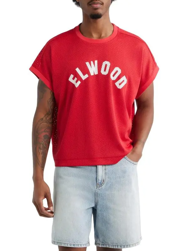 ELWOOD Logo Mesh Graphic T-shirt - Red