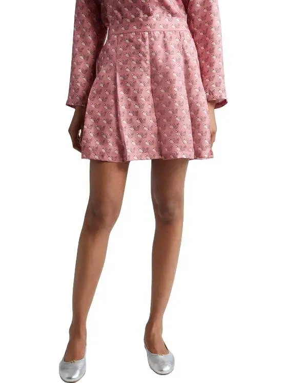 Max Mara Clown Kitty Print Silk Twill Skort - Peony