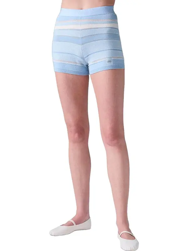 Alo Yoga Sport Play High-waist Knit Short - Seashell Blue/ivory