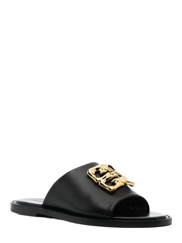 Givenchy 4g Liquid Leather Slides - Black