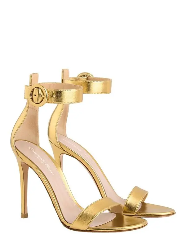 GIANVITO ROSSI Portofino 105 Sandals - Gold Nappa Leather