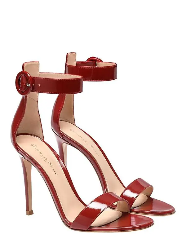 GIANVITO ROSSI Portofino 105 Sandal - Red Nappa Leather