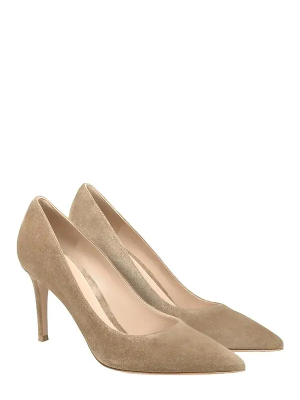 GIANVITO ROSSI 85 Pumps - Beige Suede Leather