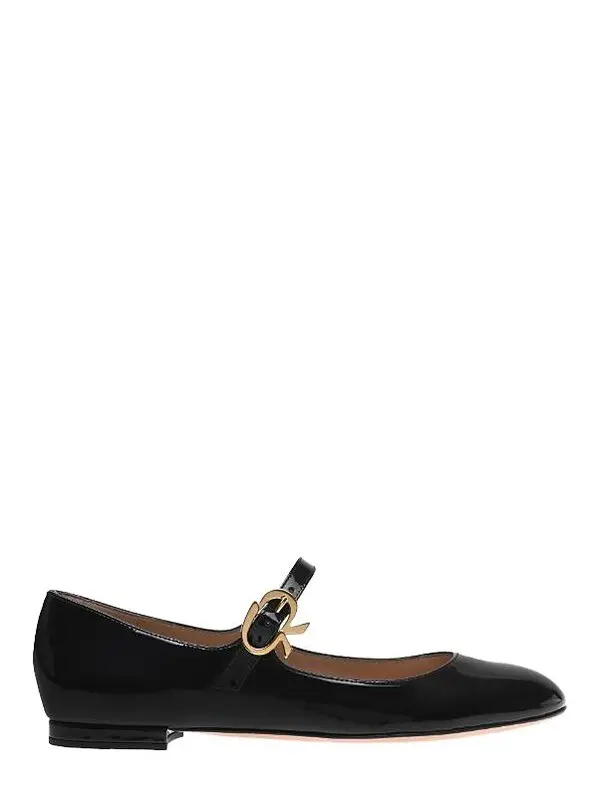 GIANVITO ROSSI Mary Ribbon 05 Flats - Black Calf Leather