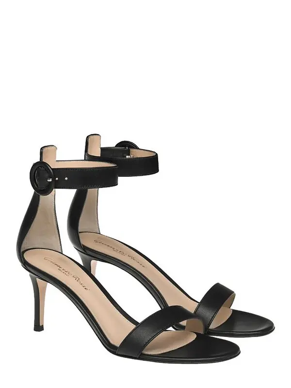 GIANVITO ROSSI Portofino 70 Sandals - Black Nappa Leather