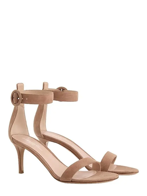 GIANVITO ROSSI Portofino 70 Sandals - Pink Suede
