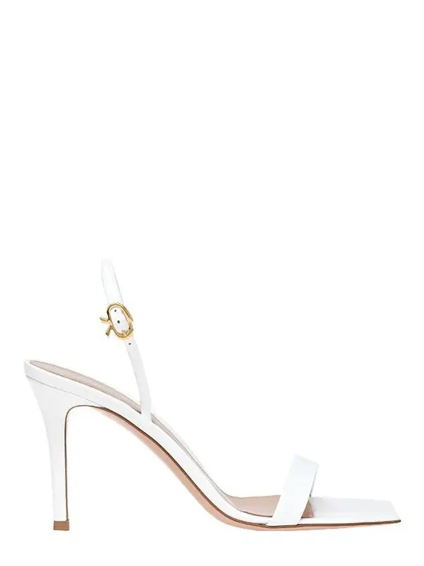 GIANVITO ROSSI Ribbon Stiletto 85 Sandals - White Calf Leather