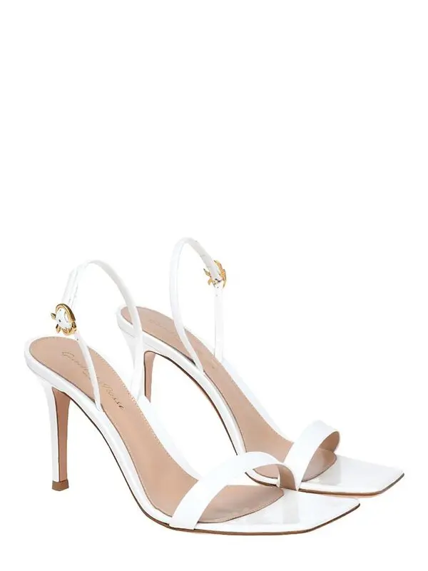 GIANVITO ROSSI Ribbon Stiletto 85 Sandals - White Calf Leather