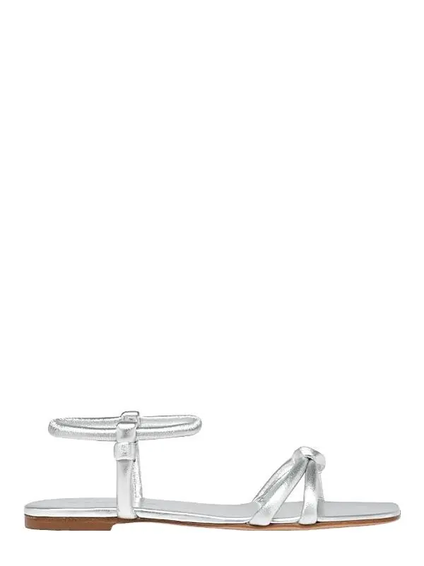 GIANVITO ROSSI Juno 05 Flat Sandals - Silver-tone Leather