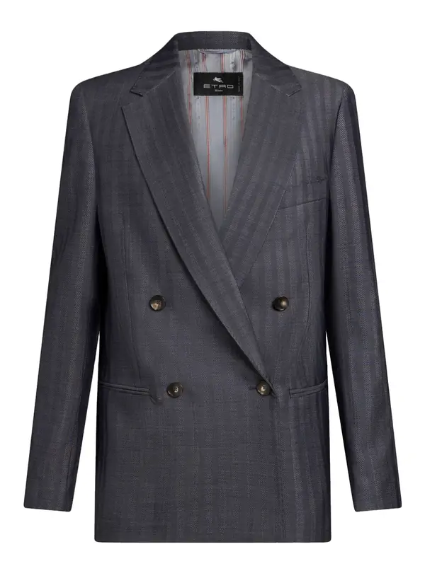 Etro Wool Double-breasted Jacket - Grey