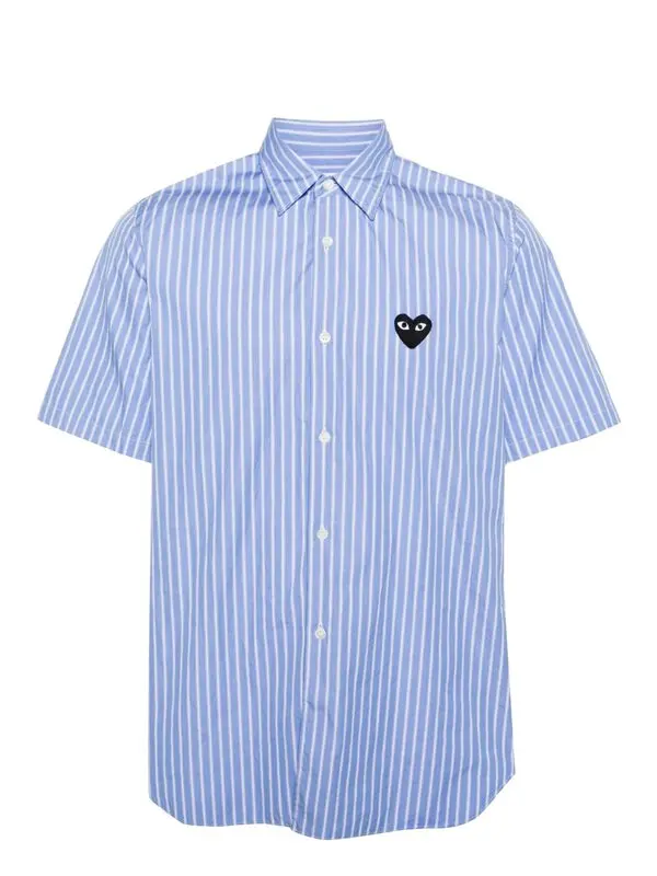 Play Comme Des Garcon Heart-patch Striped Shirt - Blue