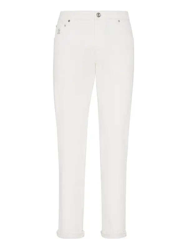 Brunello Cucinelli Logo-embroidered Jeans - White