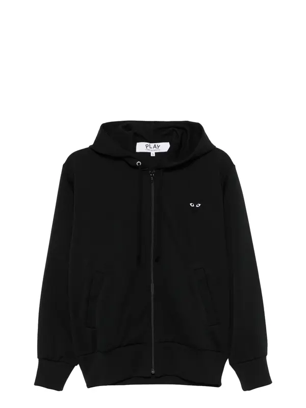 Play Comme Des Garcon Heart-patch Zip-up Hoodie - Black
