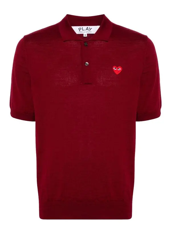 Play Comme Des Garcon Heart-patch Wool Polo Shirt - Red