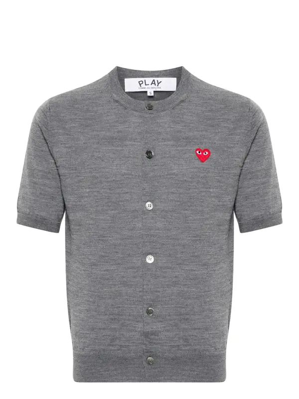 Play Comme Des Garcon Heart-patch Wool Cardigan - Grey