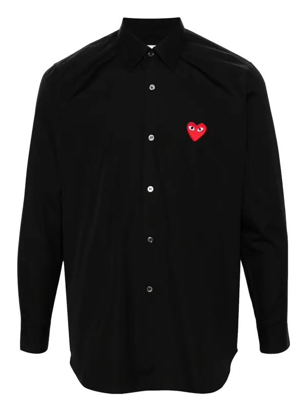 Play Comme Des Garcon Heart-patch Poplin Shirt - Black