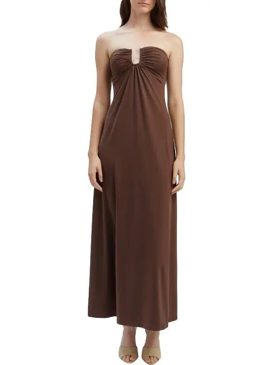 Bardot Carolena Strapless Midi Dress - Chocolate