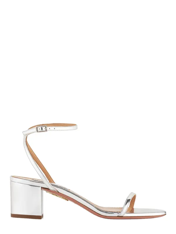 AQUAZZURA Olie 50mm Metallic Leather Sandals - Silver