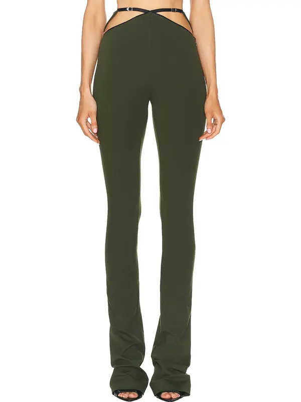 Attico Cut-out Flare Pant - Military Green