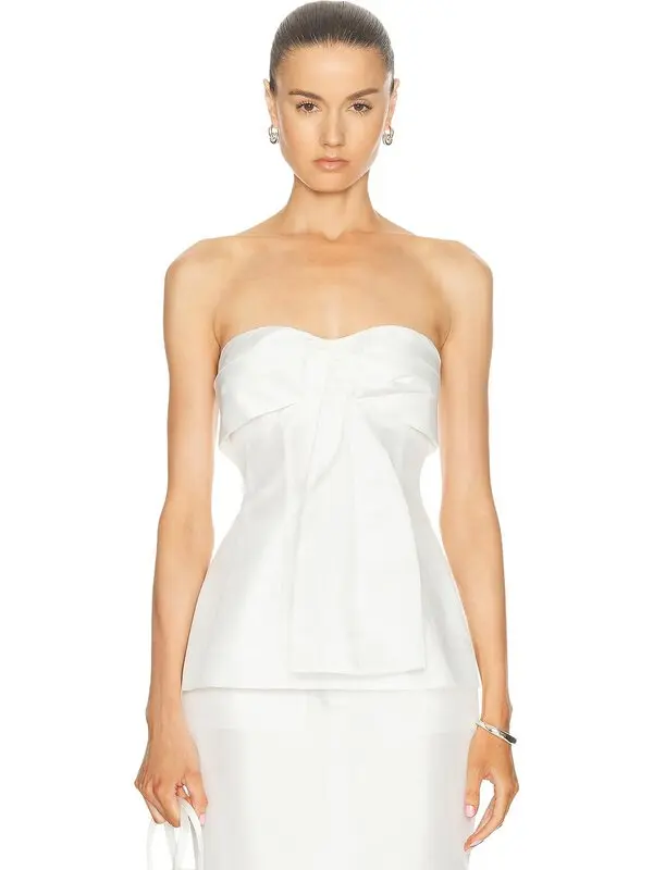 NICHOLAS Coraline Strapless Fan Pleat Top - Ivory