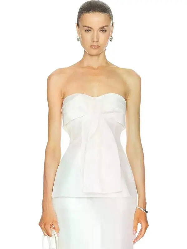 NICHOLAS Coraline Strapless Fan Pleat Top - Ivory