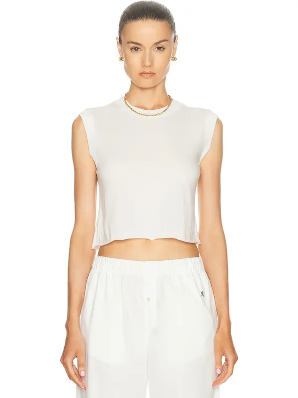 Eterne Cropped Muscle Tank Top - Ivory